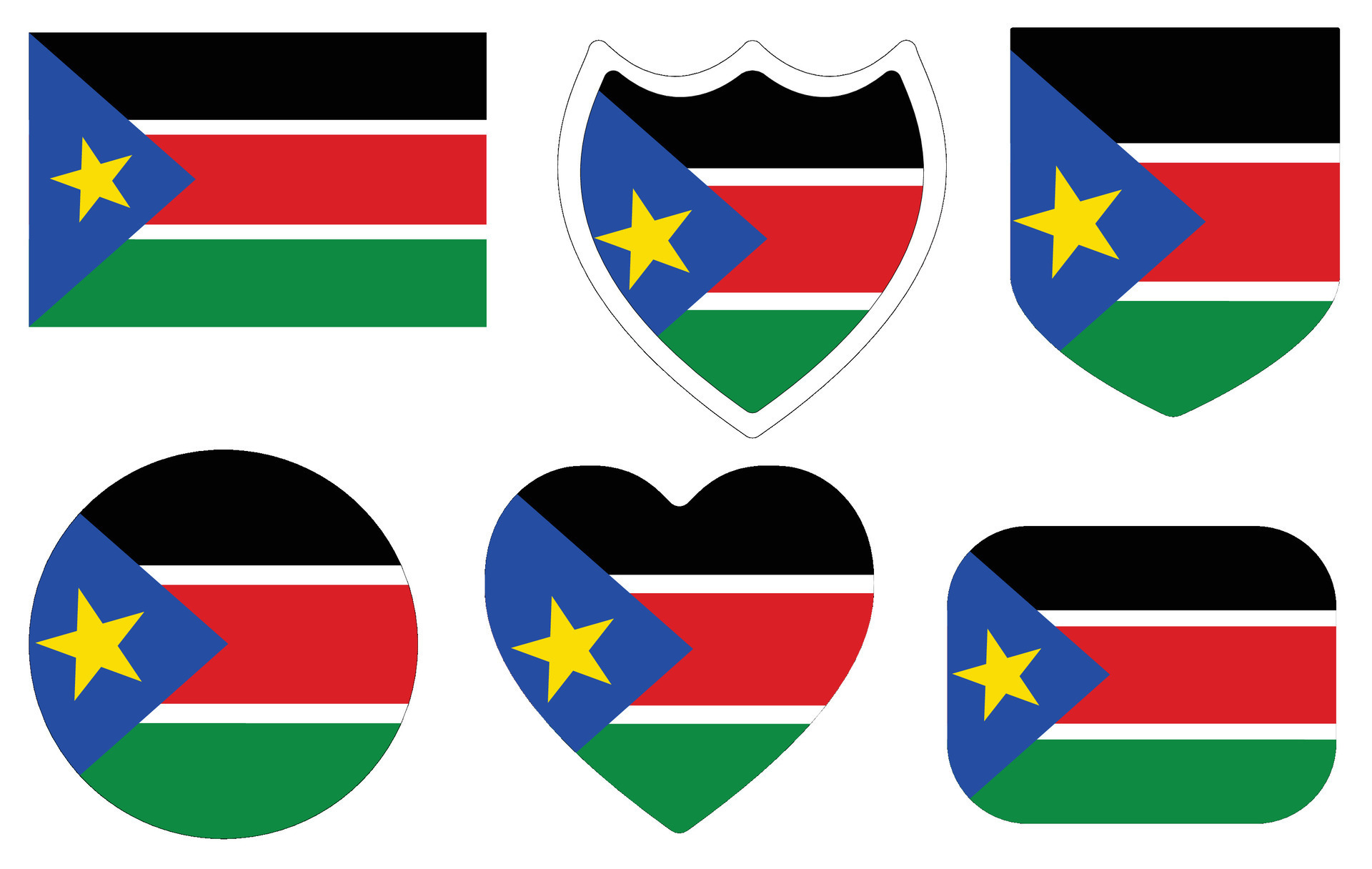 South Sudan Flag Set Flag Of South Sudan Design Shape Set 25863344