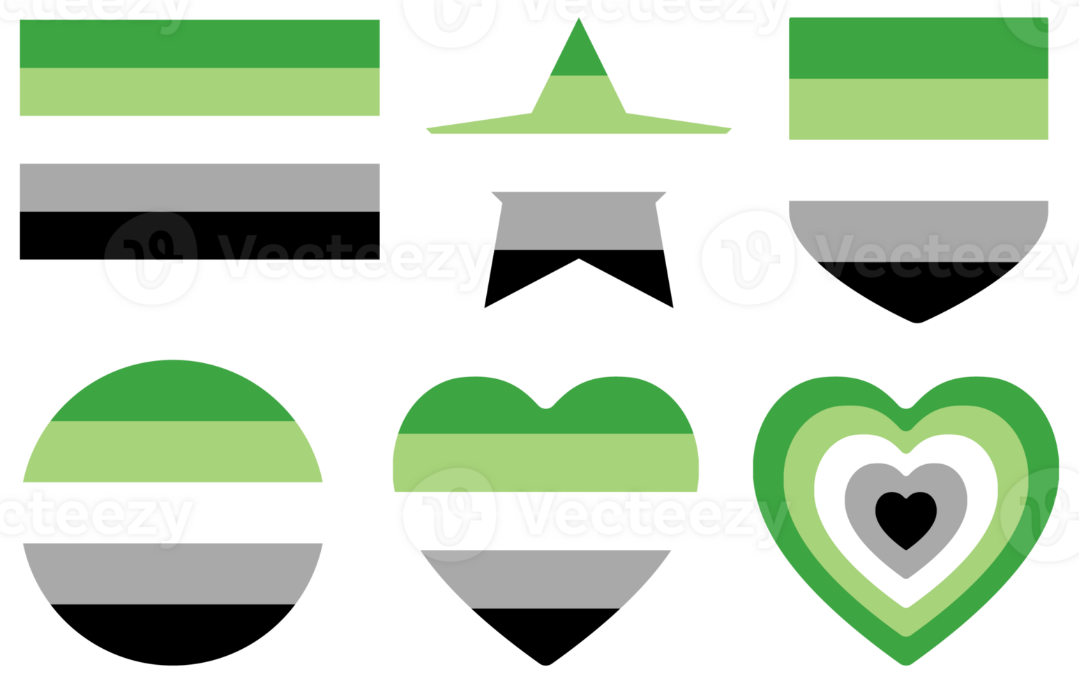 Aromantic Pride Flag In Shape Set Lgbtq Flag In Shape Set 25863353 Png
