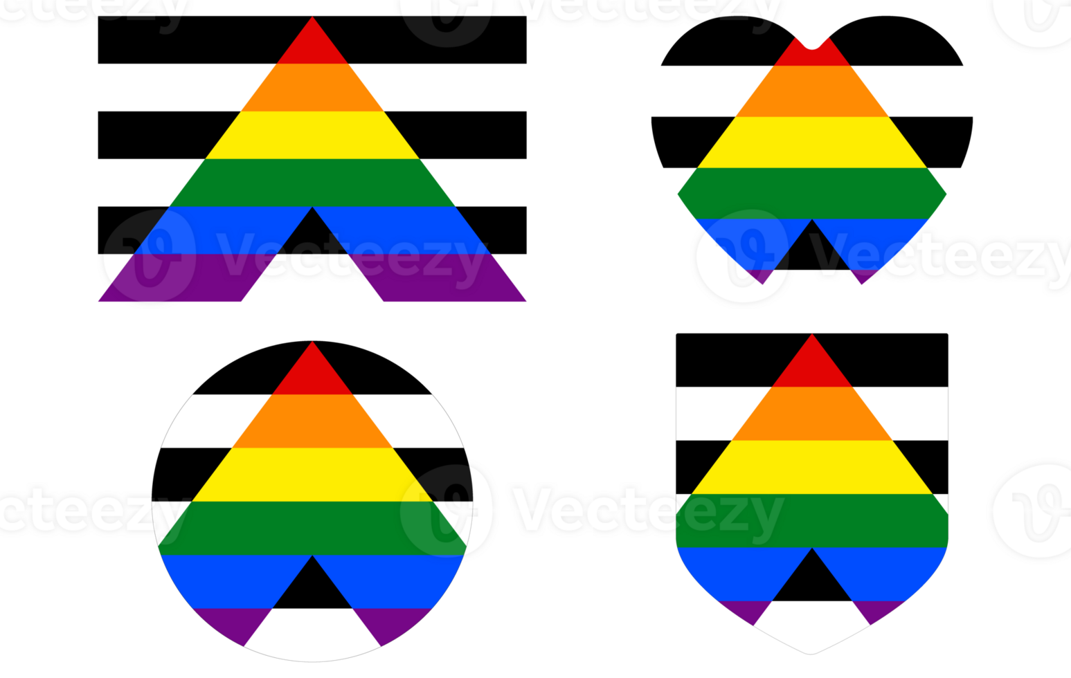 Straight Ally Pride Flag In Shape Set Lgbtq Flag In Shape Set