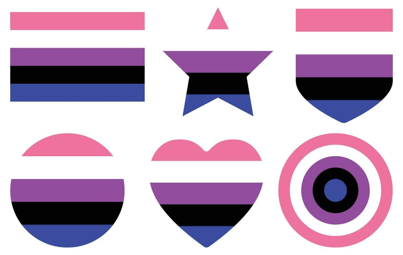 Genderfluid pride flag in shape set. LGBT pride flag in shape set ...