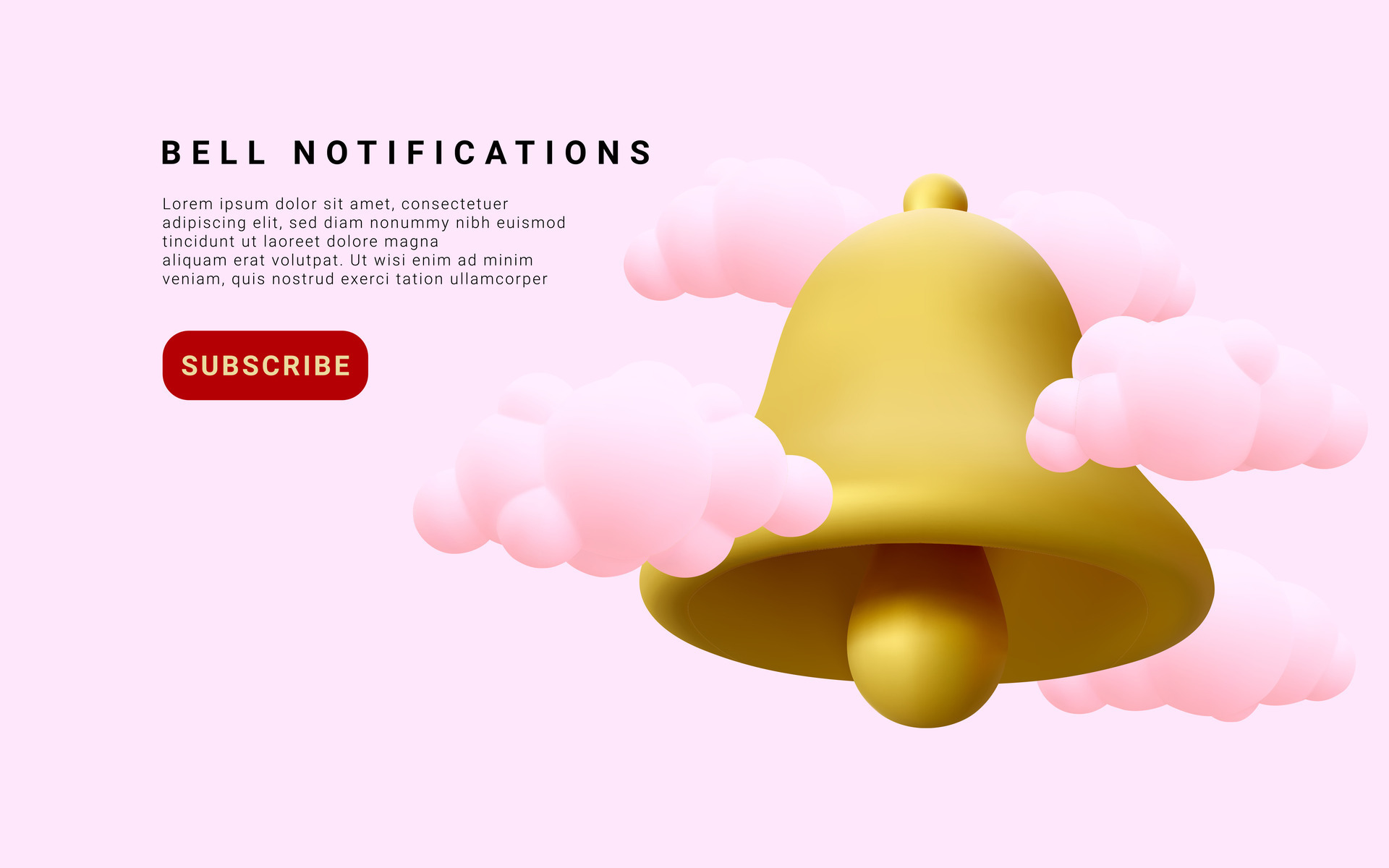 3d realistic notification bell whith clouds. Vector illustration ... 3d realistic notification bell whith clouds. Vector illustration ...