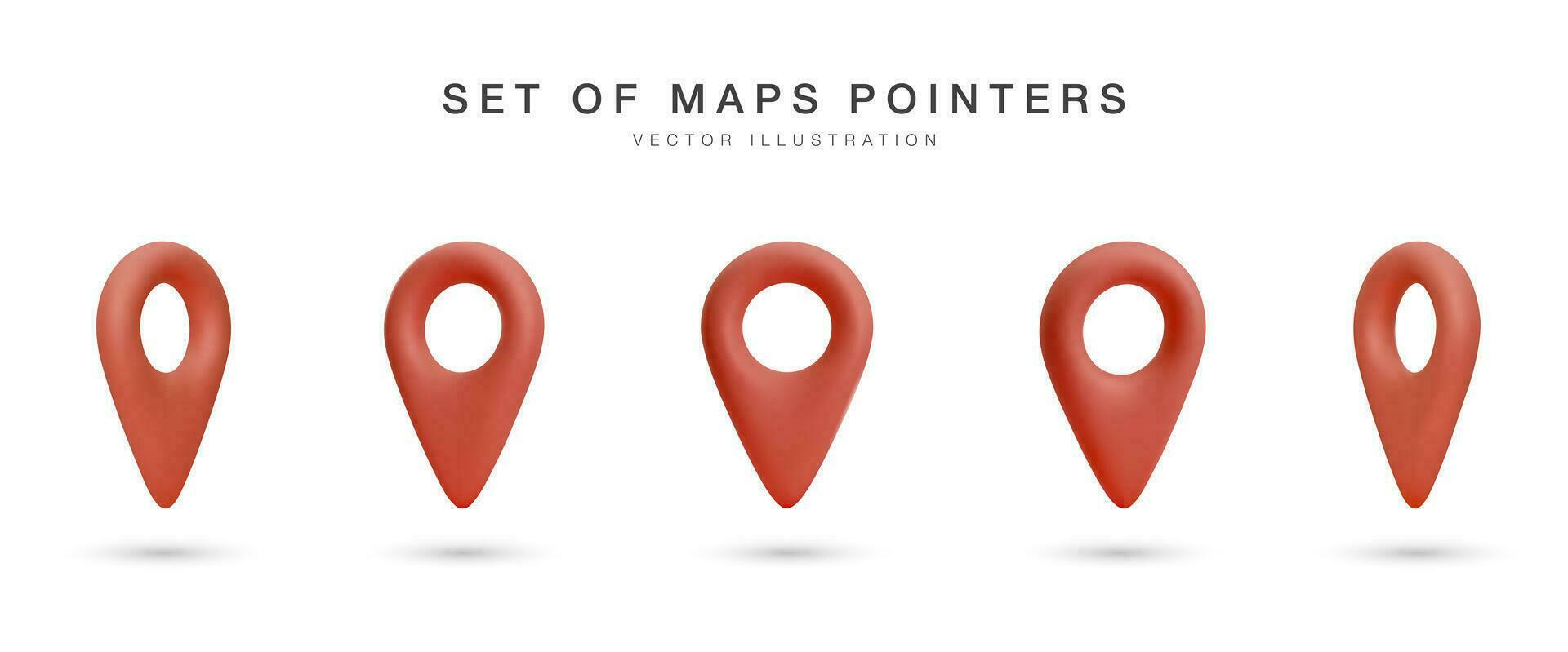 Set of 3d realistic map pointer with shadow isolated on white background. Vector illustration ...