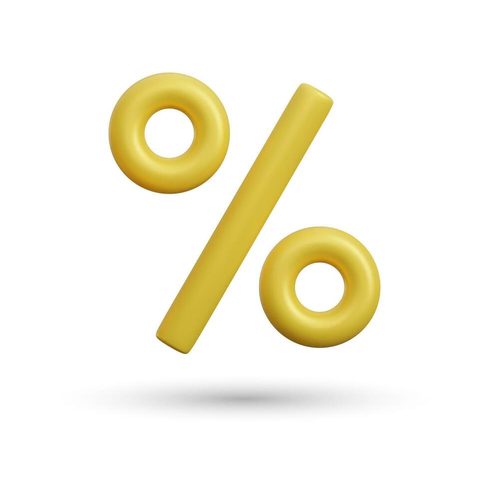 3d Rendering Percent Sign Element Realistic Vector Percentage Icon