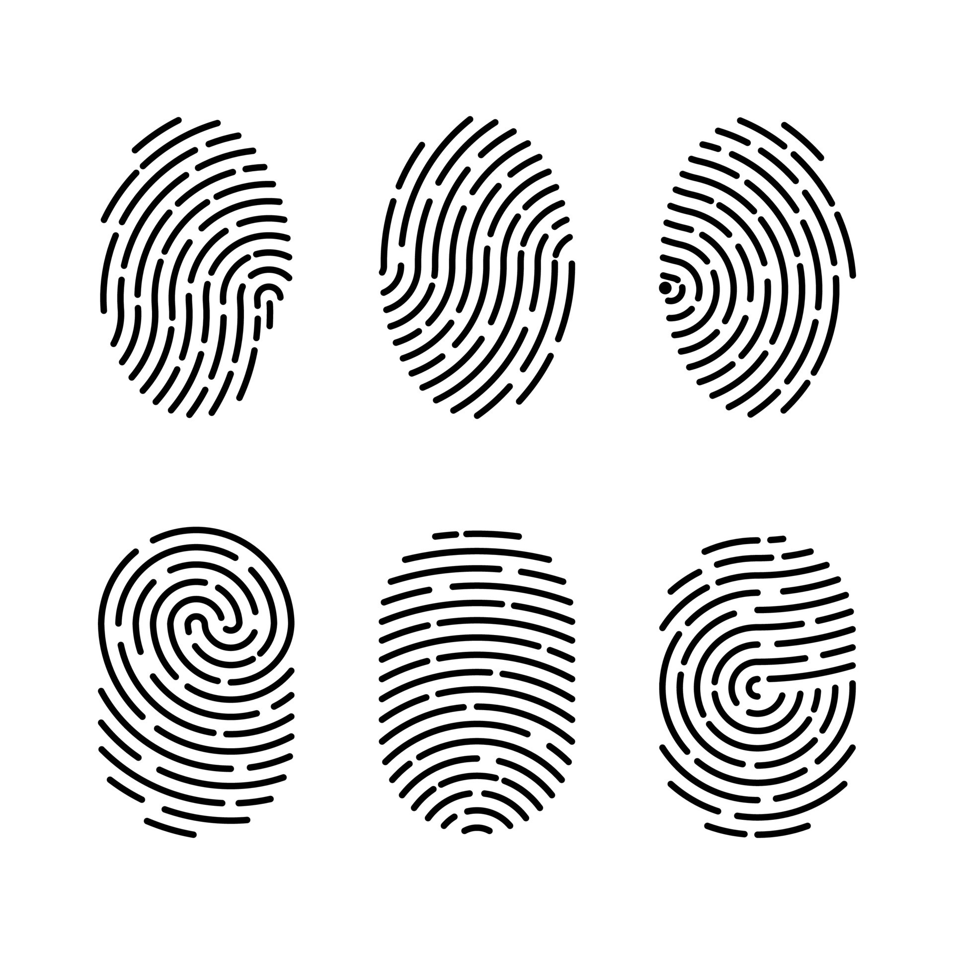 Set Of Vector Illustrations Of Security Fingerprint Authentication