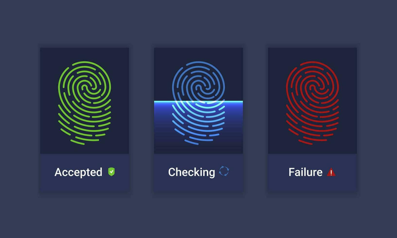 Vector set of fingerprint identification authorization system icons. Sci-fi technologies of the ...