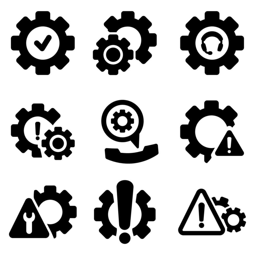 Technical Mistake Symbol Program Settings Issue Device Configuration Problem Icon Set