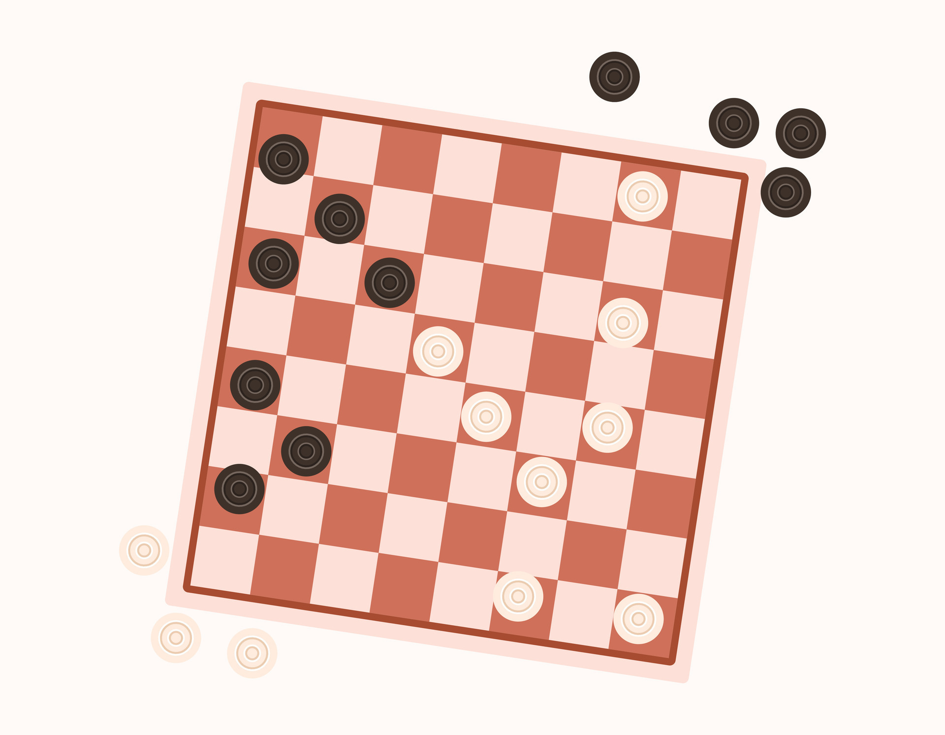 Cartoon Board for playing checkers or chess with round figures. Vector ... Cartoon Board for playing checkers or chess with round figures. Vector ...