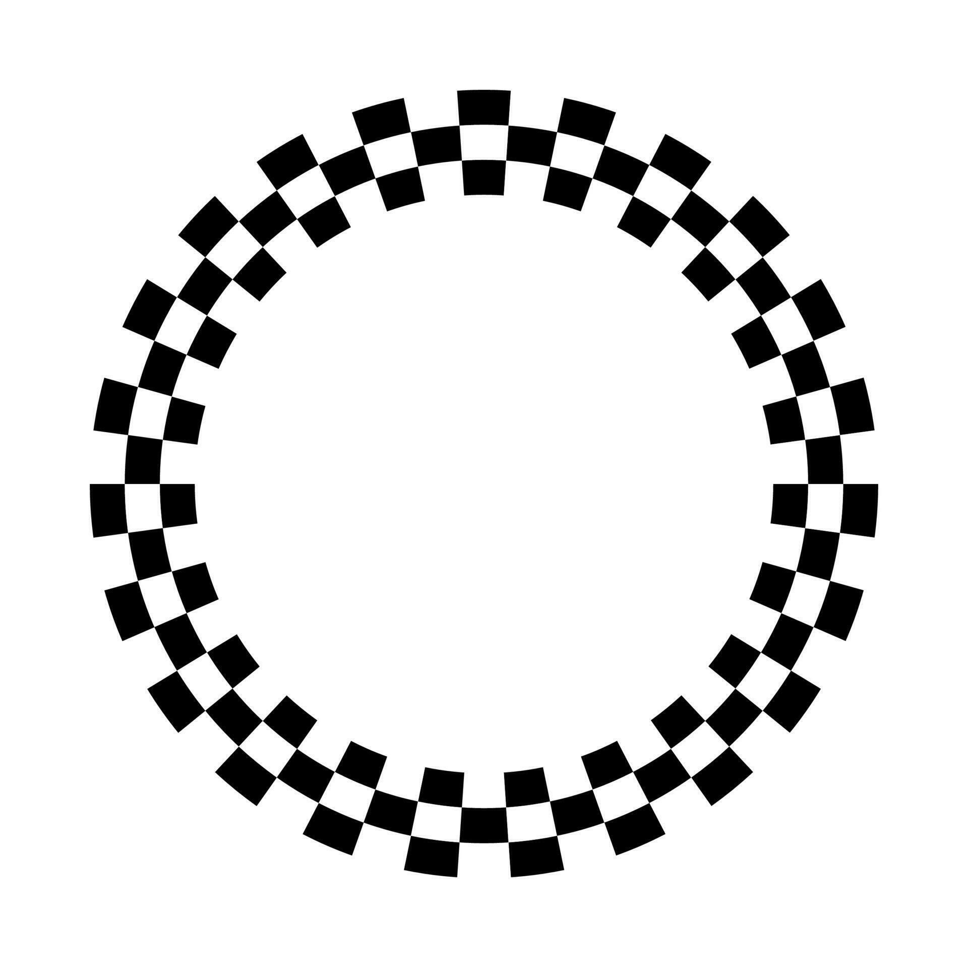 Black and white checkered circle frame isolated on white background ...