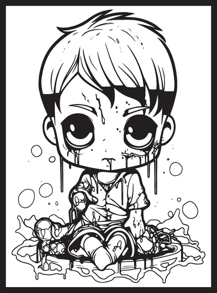 Cute Horror Chibi Coloring Pages 25867696 Vector Art At Vecteezy