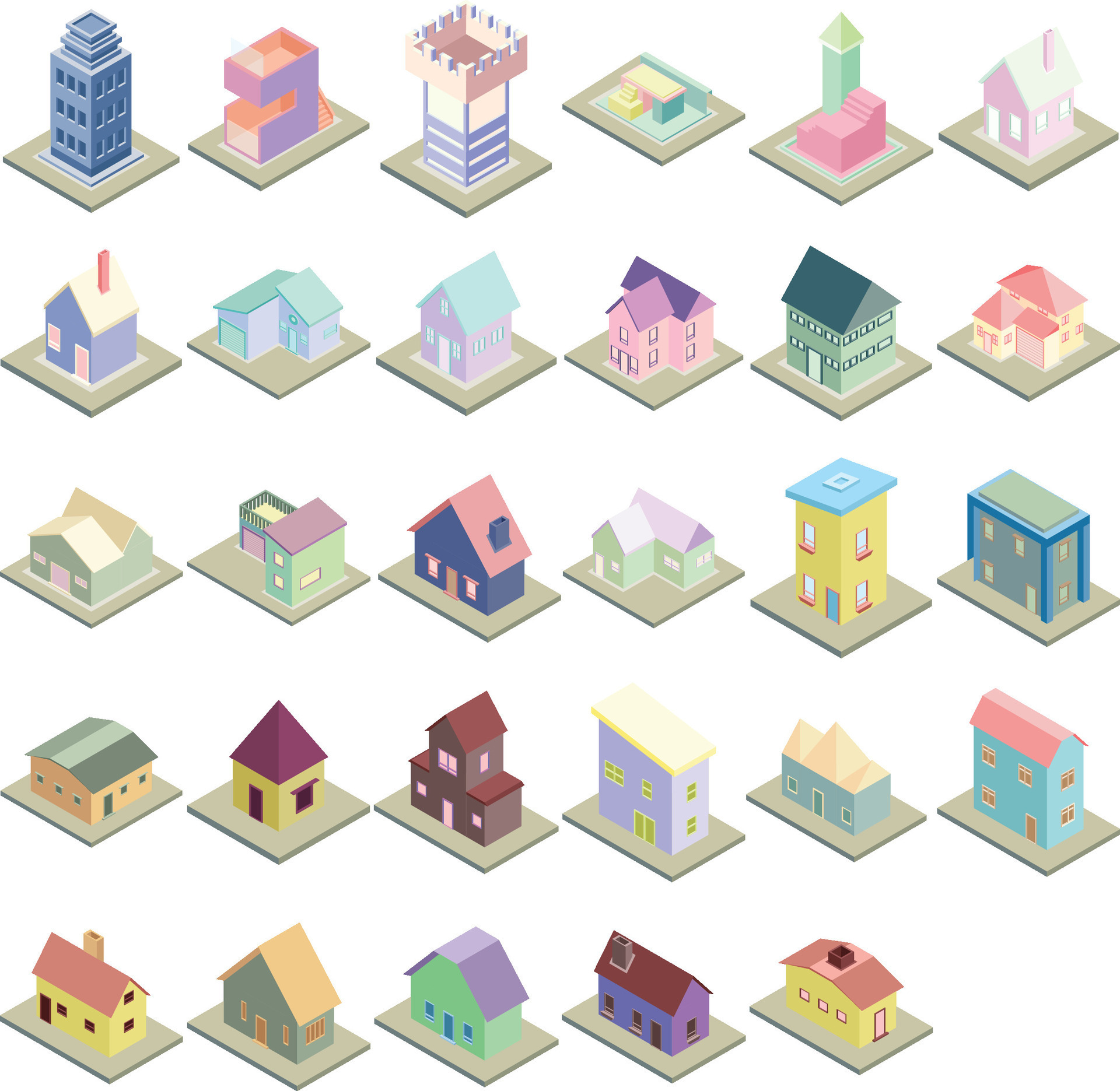 Flat Building Set Collection 25868617 Vector Art at Vecteezy