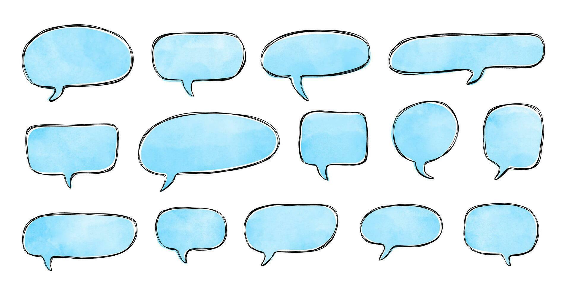 Set of Hand-drawn speech bubble text, chatting box, message box outline ...