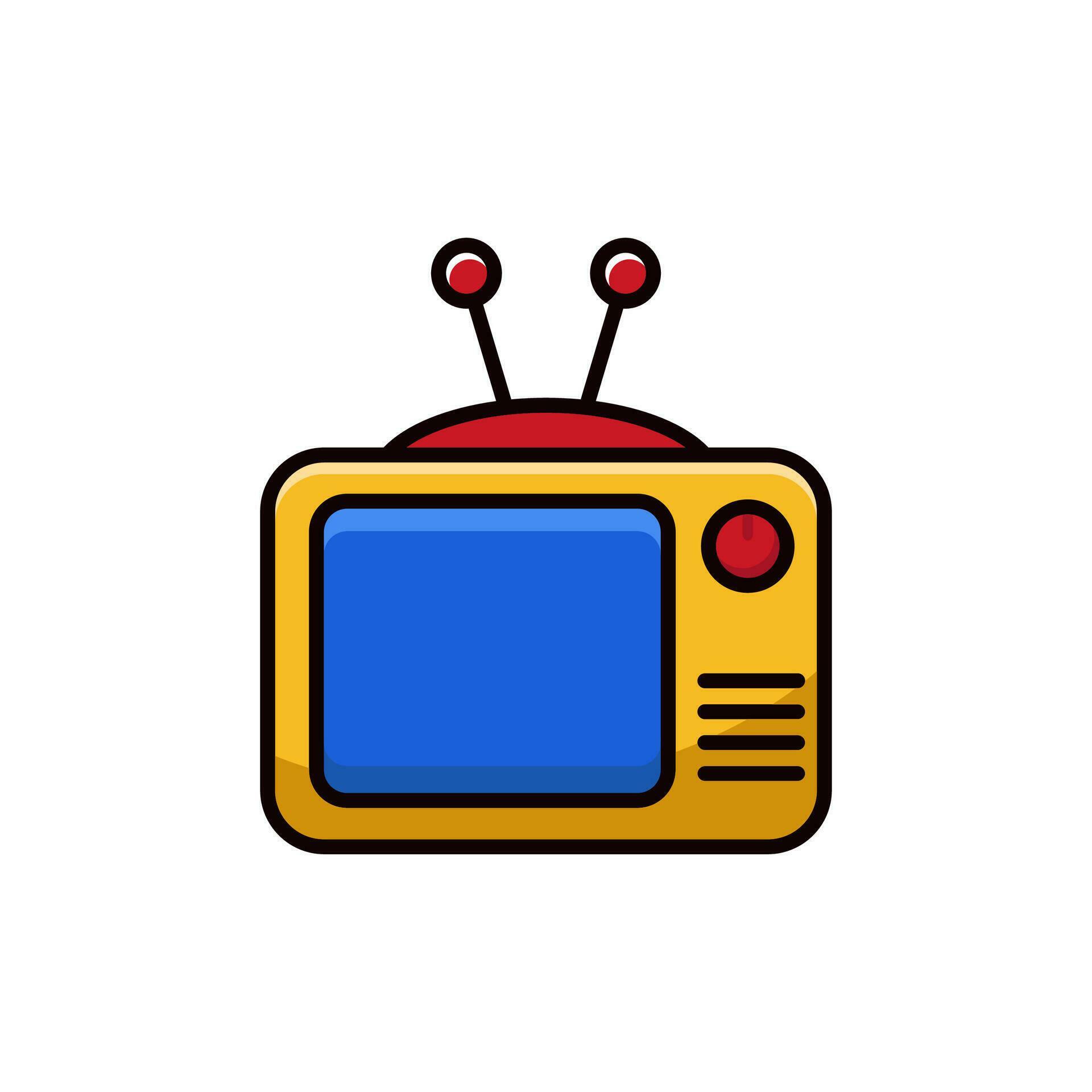 Classic television vector isolated on white background. Television cartoon illustration ...