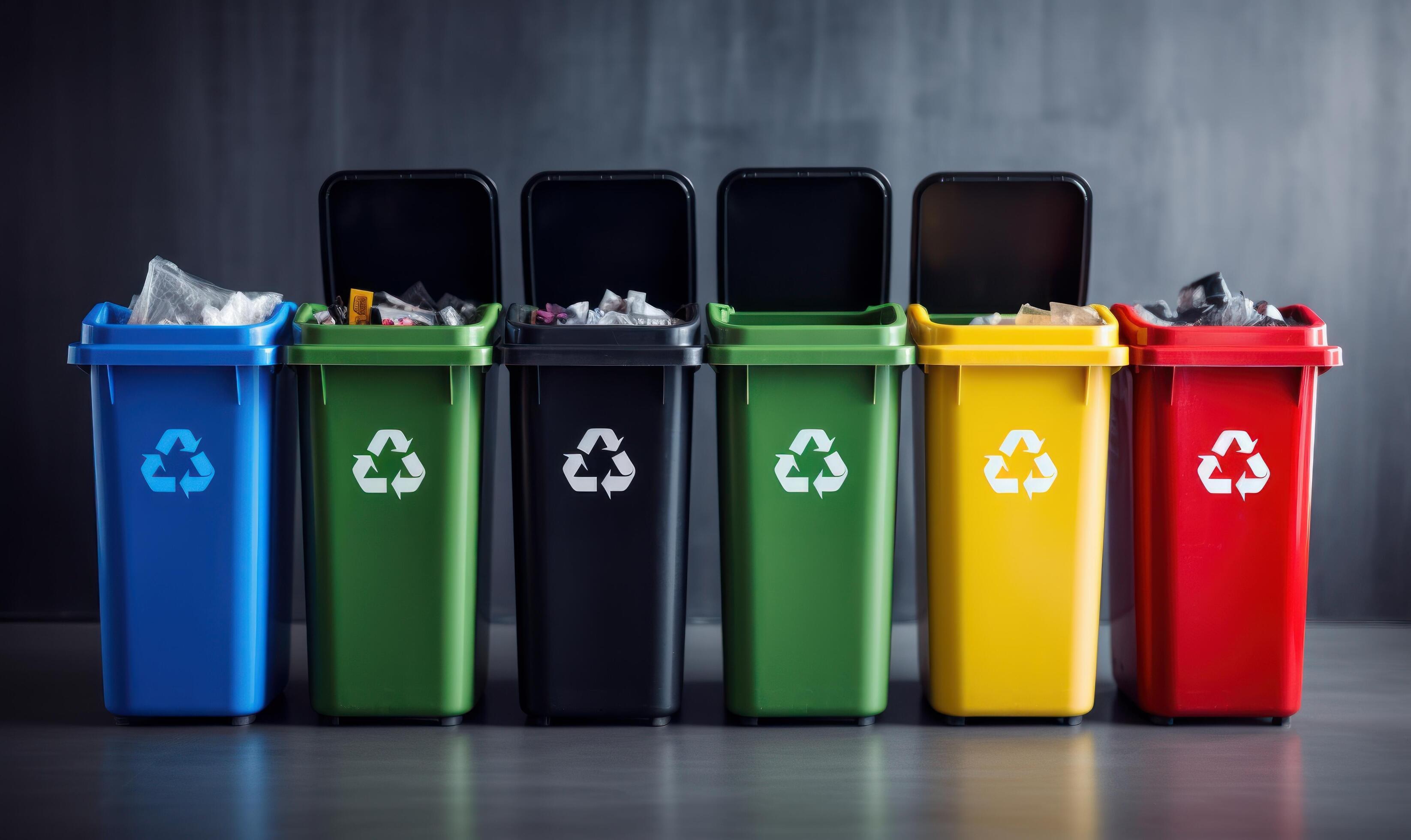 Diferente De Colores Residuos Papeleras Reciclaje Y Separando
