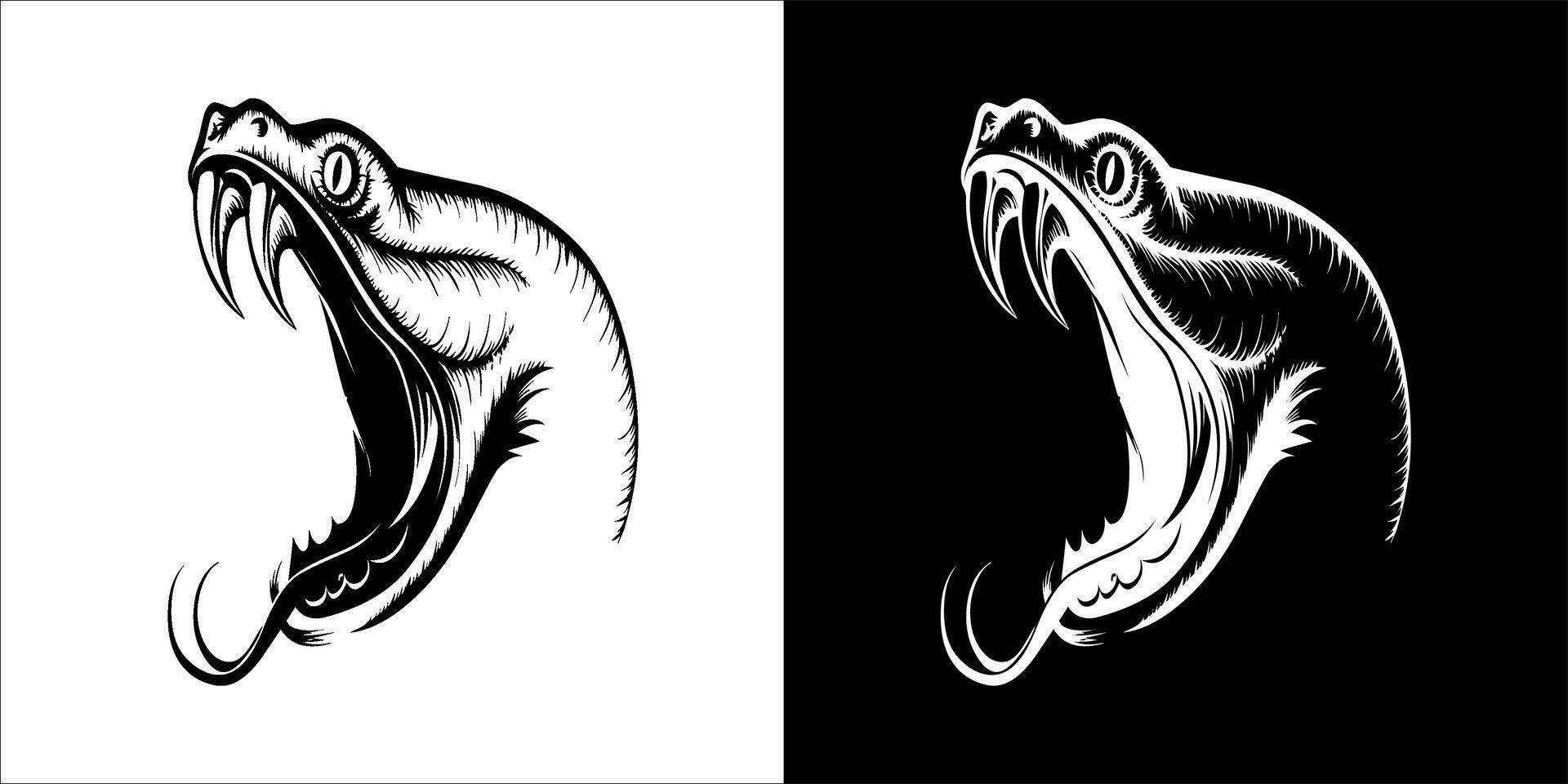 Illustration, vector graphic of snake icon, Black and white color on ...