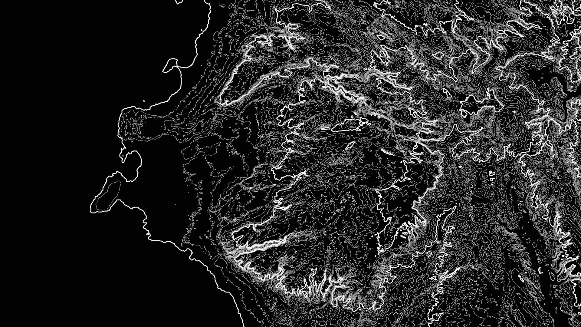 Line of topography. Mountain hiking.Dark topographic map concept with space for your copy. 3D ...