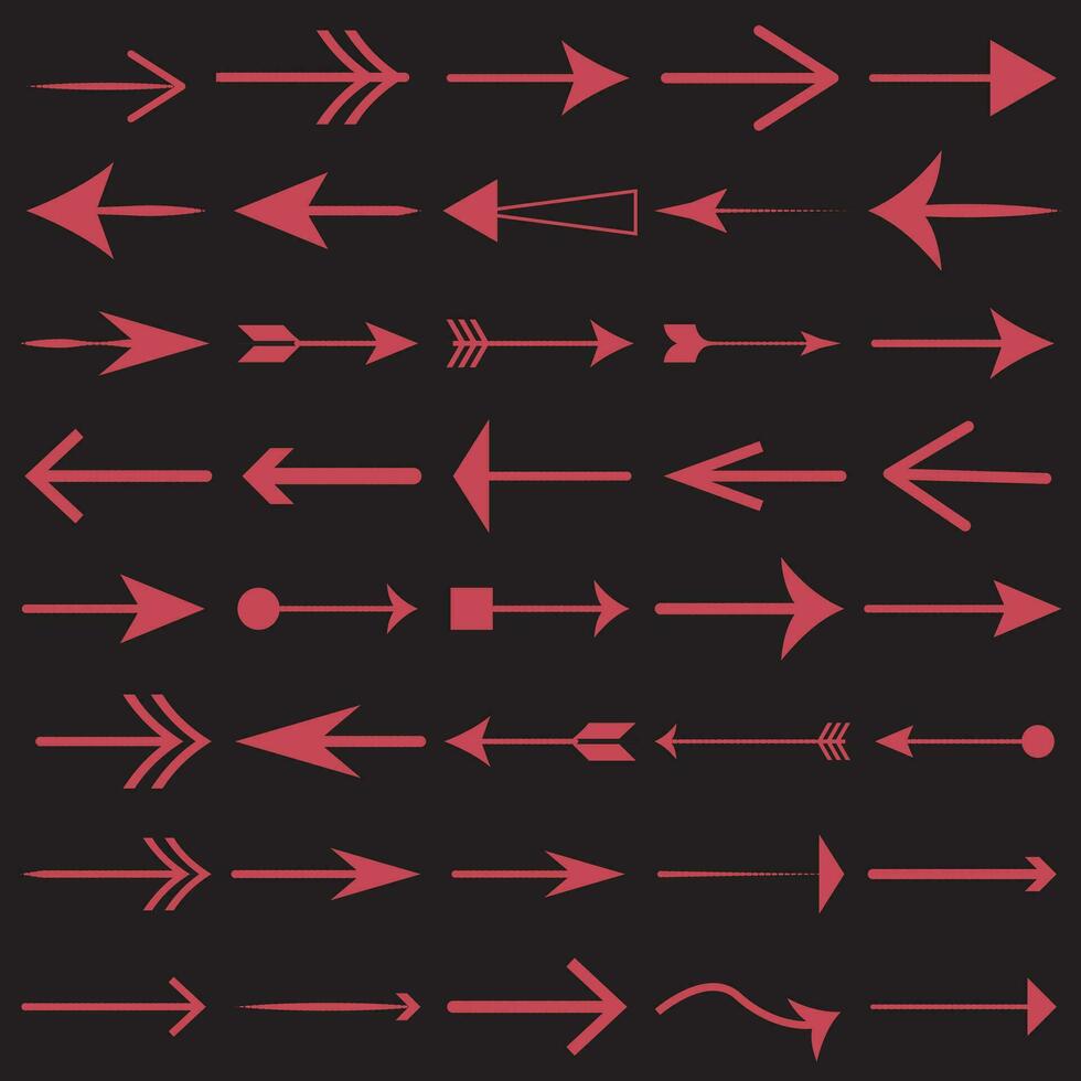 Doodle arrow icons set with spiral, square, circle and triangle ...