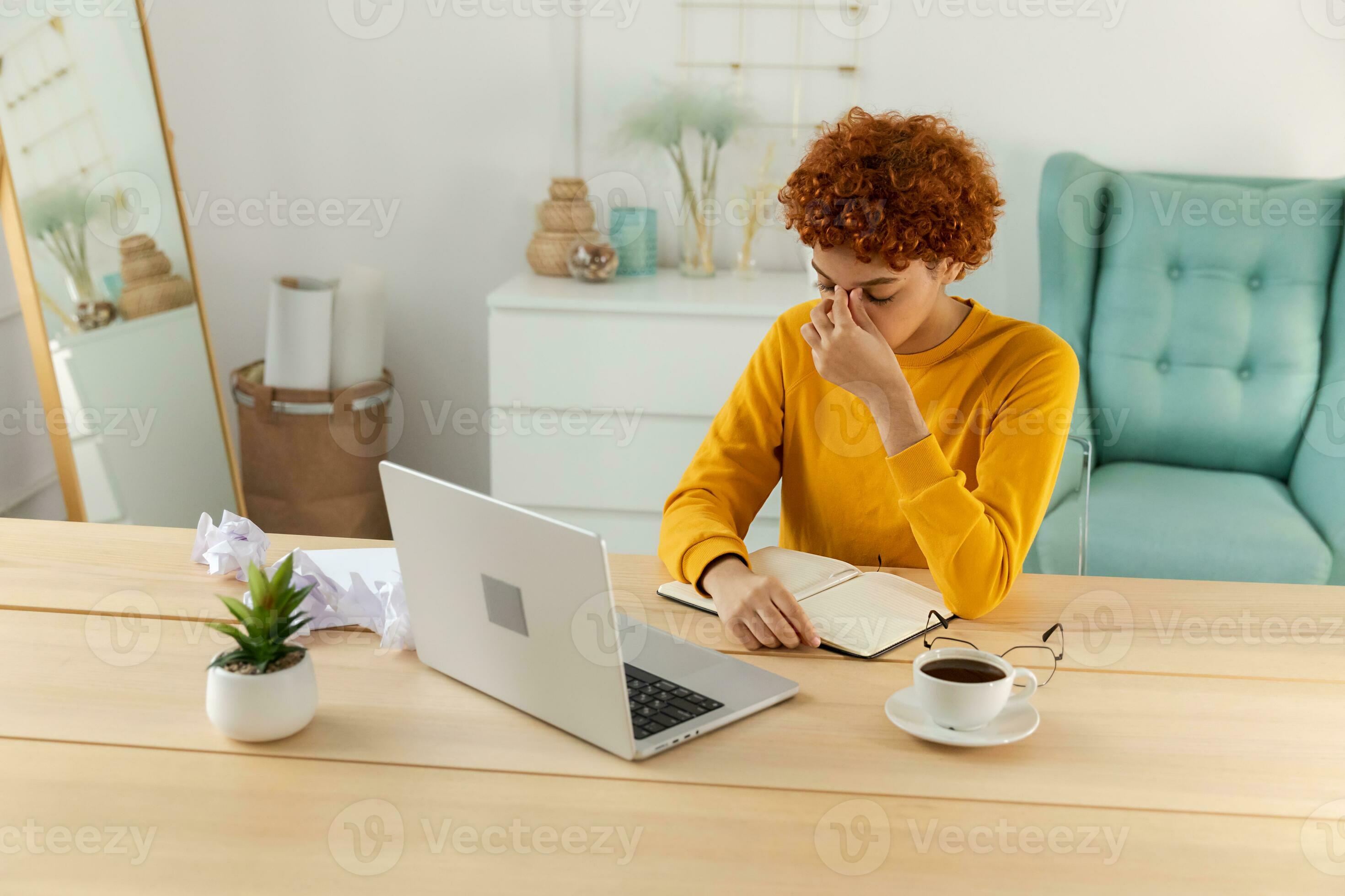 Overwhelmed young african woman suffering from dry eyes syndrome ...