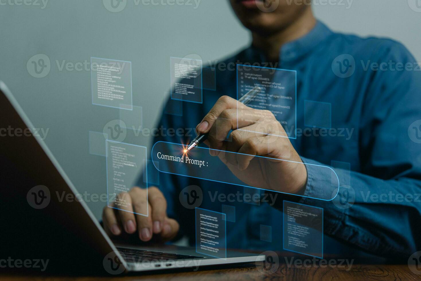 Command Prompt AI interface and machine learning language processing, neural networks, and ...