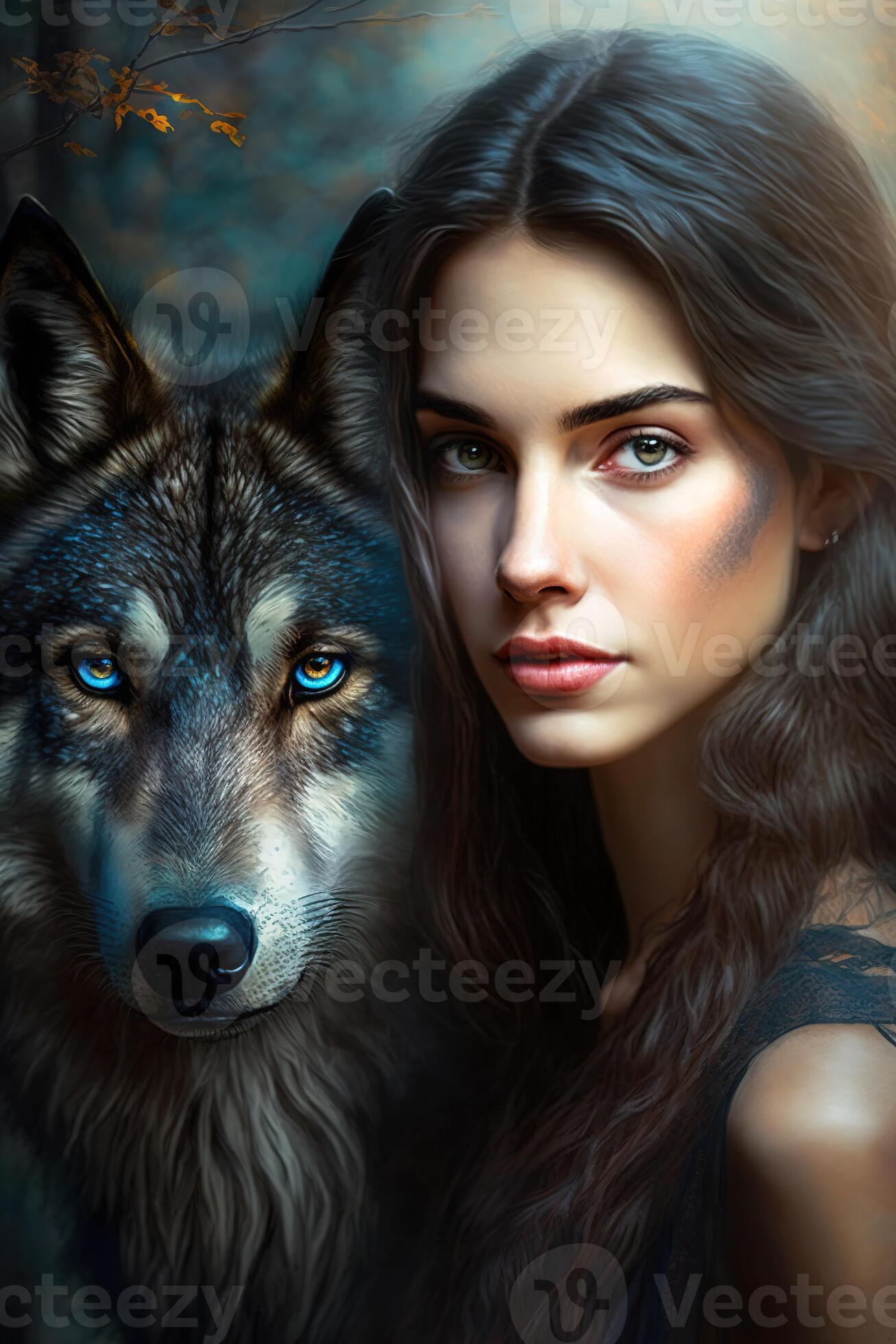A Captivating Portrait of a Girl and Her Wolf in the Enchanted Woods ...