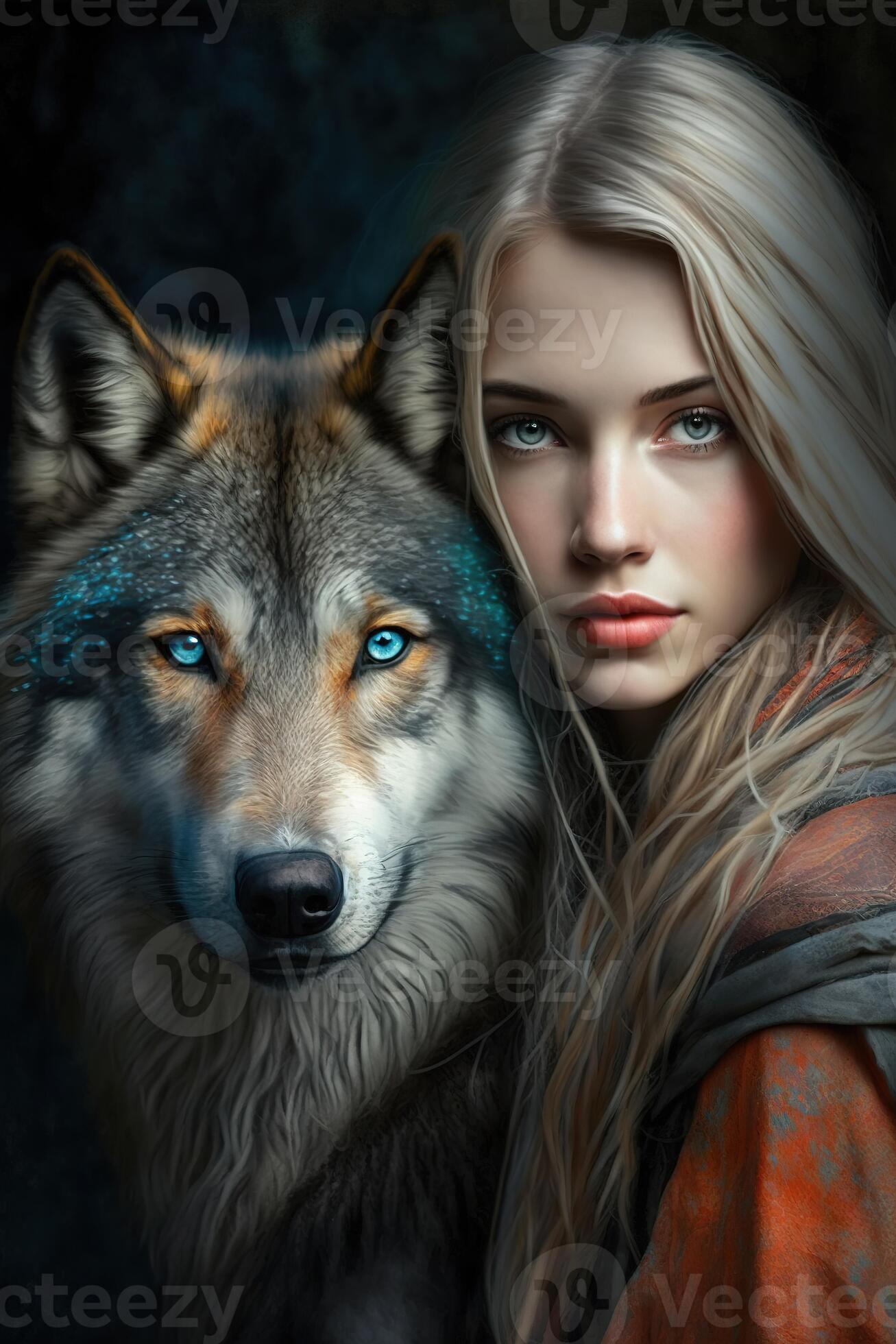 A Captivating Portrait of a Girl and Her Wolf in the Enchanted Woods ...