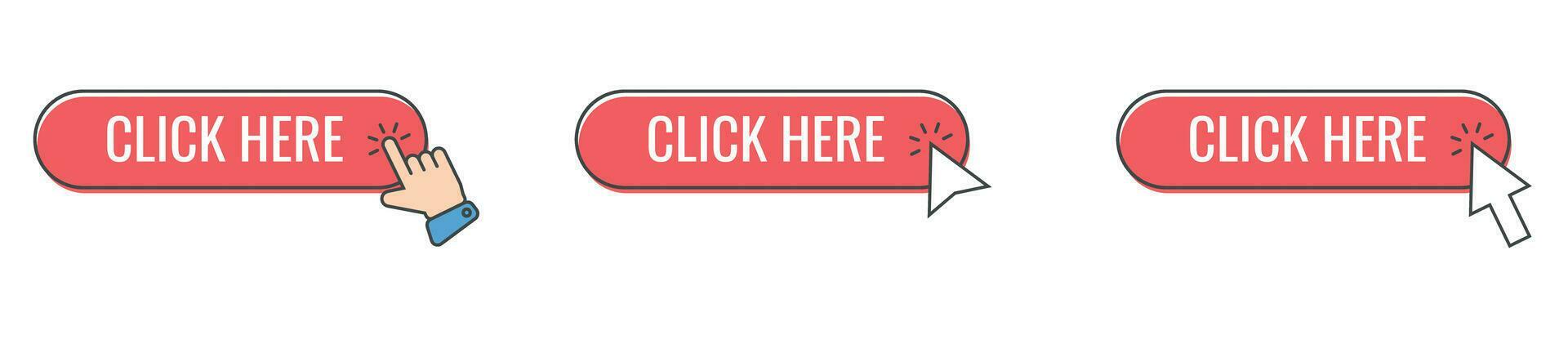Click cursor icon with click here button vector set. Action button with mouse click 25881071 ...