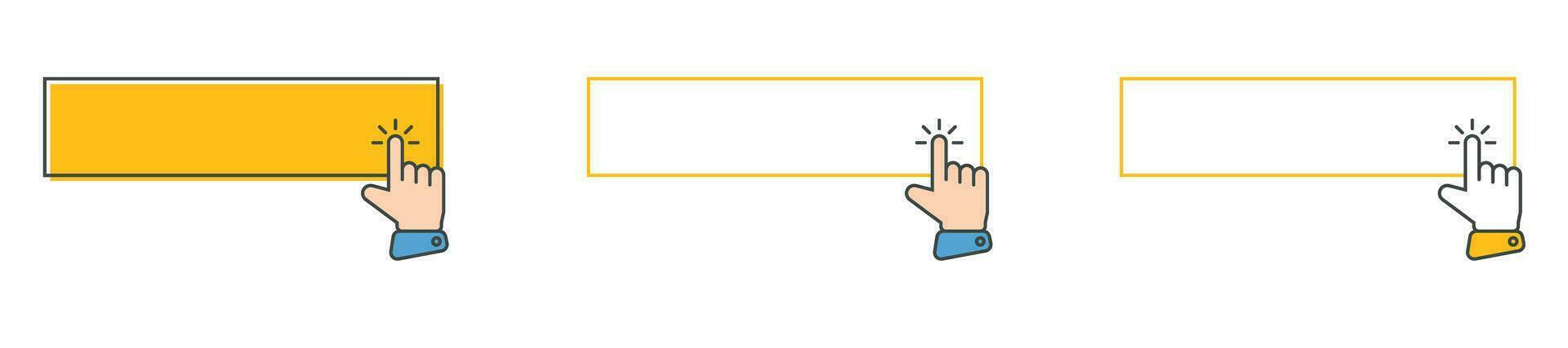Click Cursor Icon With Click Here Button Vector Set Action Button With