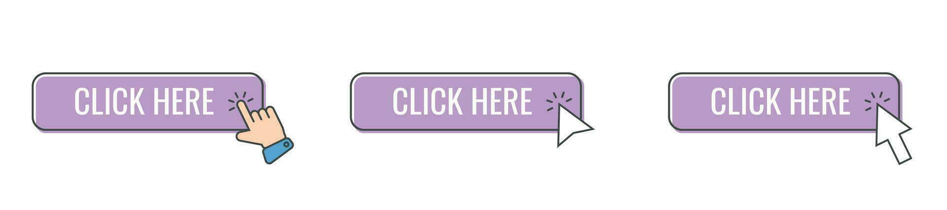 Click cursor icon with click here button vector set. Action button with mouse click 25881100 ...