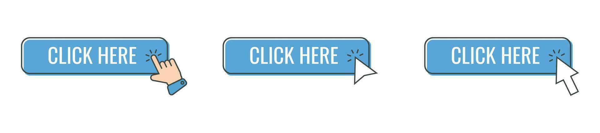 Click cursor icon with click here button vector set. Action button with mouse click 25881101 ...