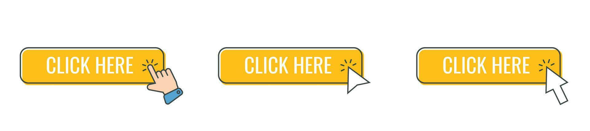 Click cursor icon with click here button vector set. Action button with mouse click 25881105 ...