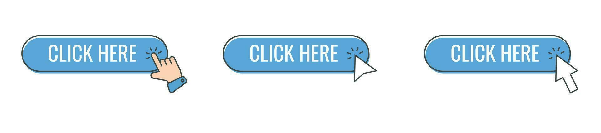 Click Cursor Icon With Click Here Button Vector Set Action Button With Mouse Click 25881106