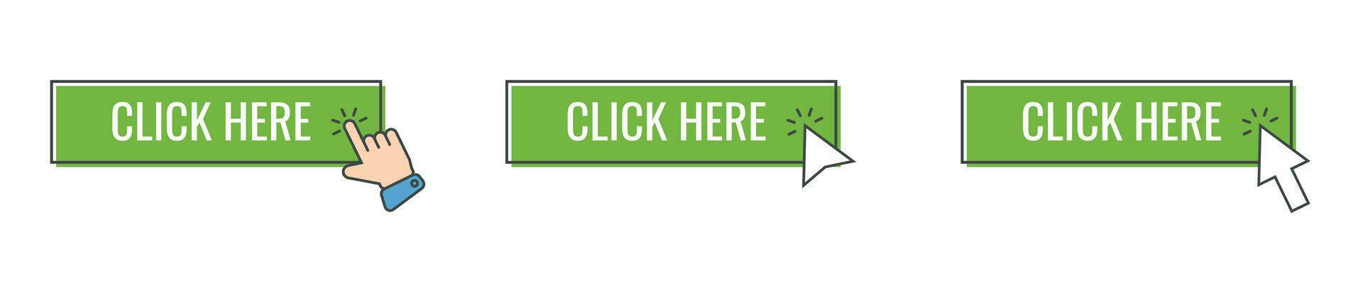 Click cursor icon with click here button vector set. Action button with mouse click 25881107 ...