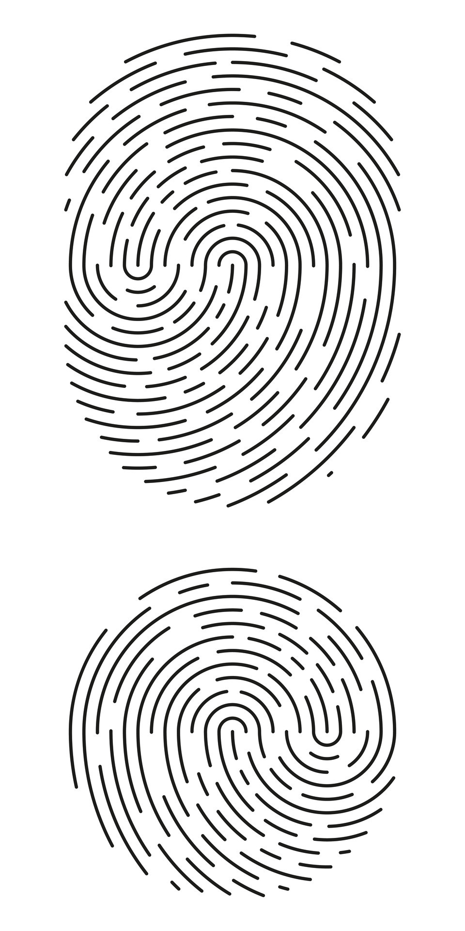 Fingerprint Identification Symbol Icon Set In Flat Style Security