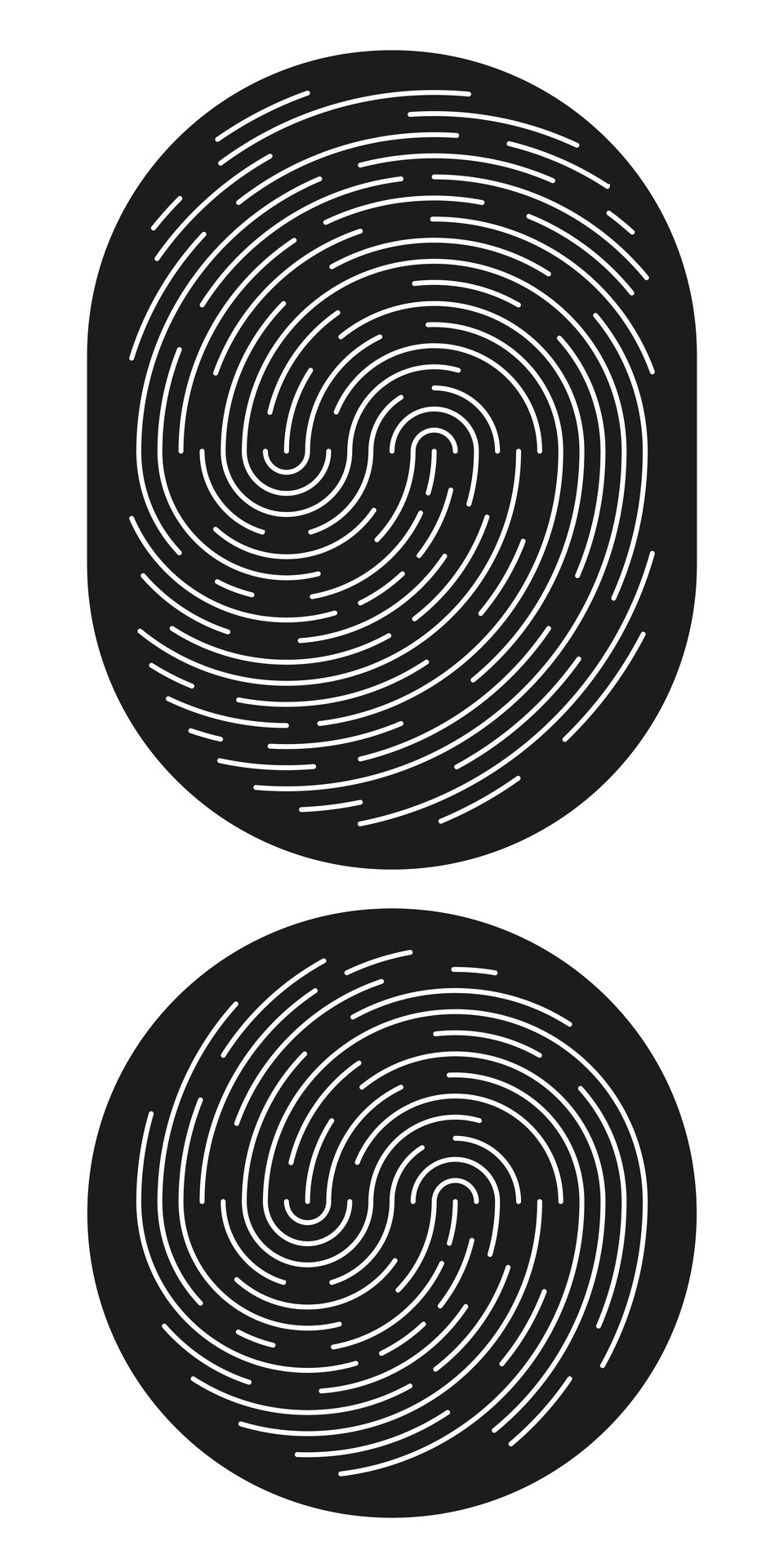 Fingerprint Identification Symbol Icon Set In Flat Style Security