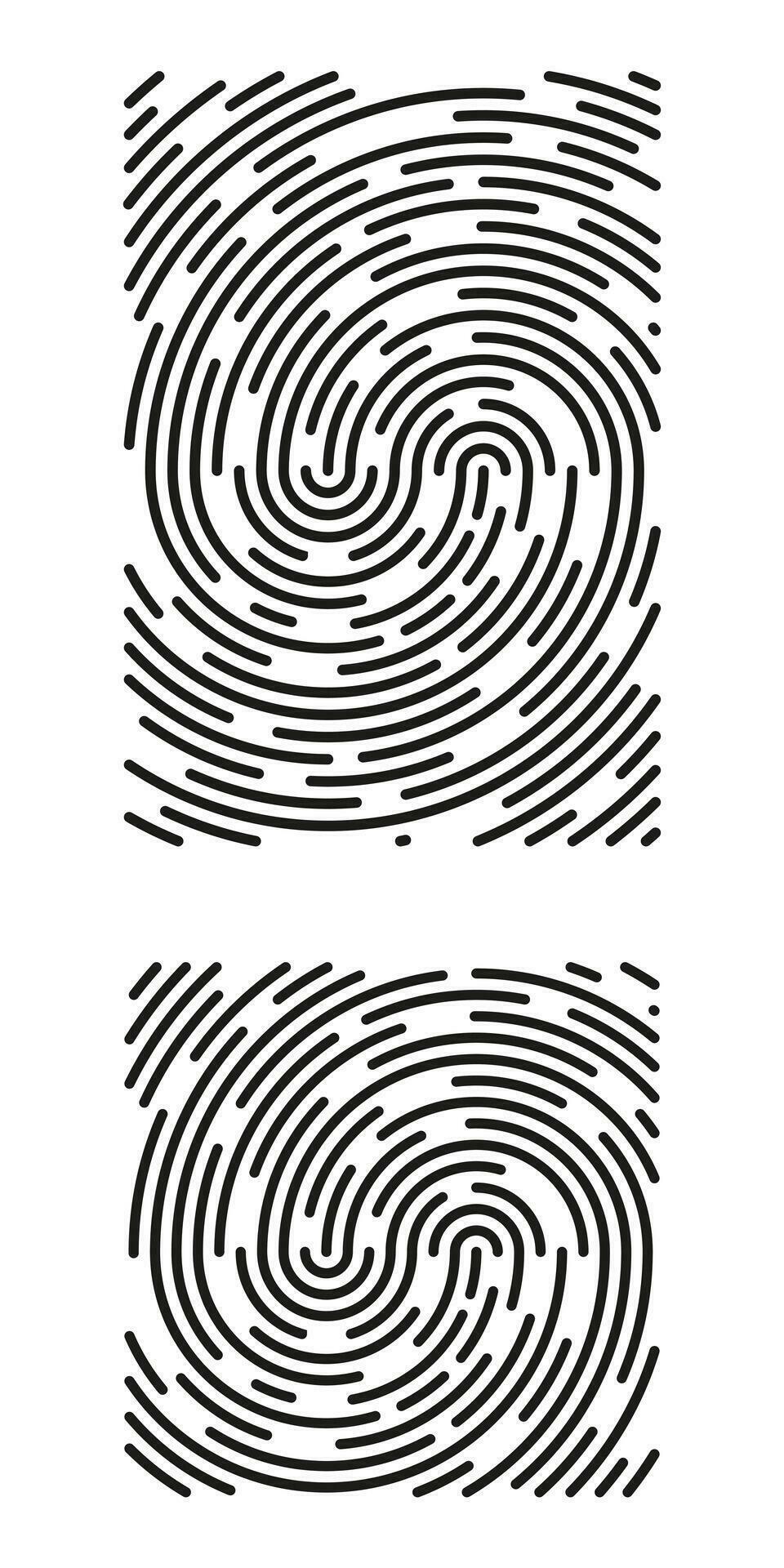 Fingerprint Identification Symbol Icon Set In Flat Style Security