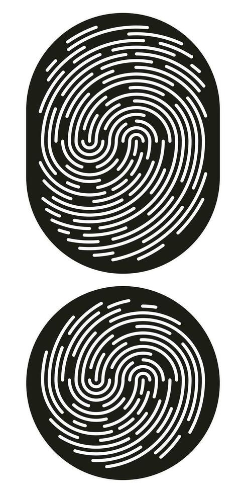 Fingerprint identification symbol icon set in flat style. Security ...