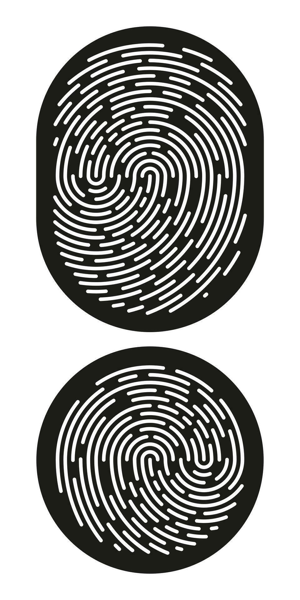 Fingerprint Identification Symbol Icon Set In Flat Style Security