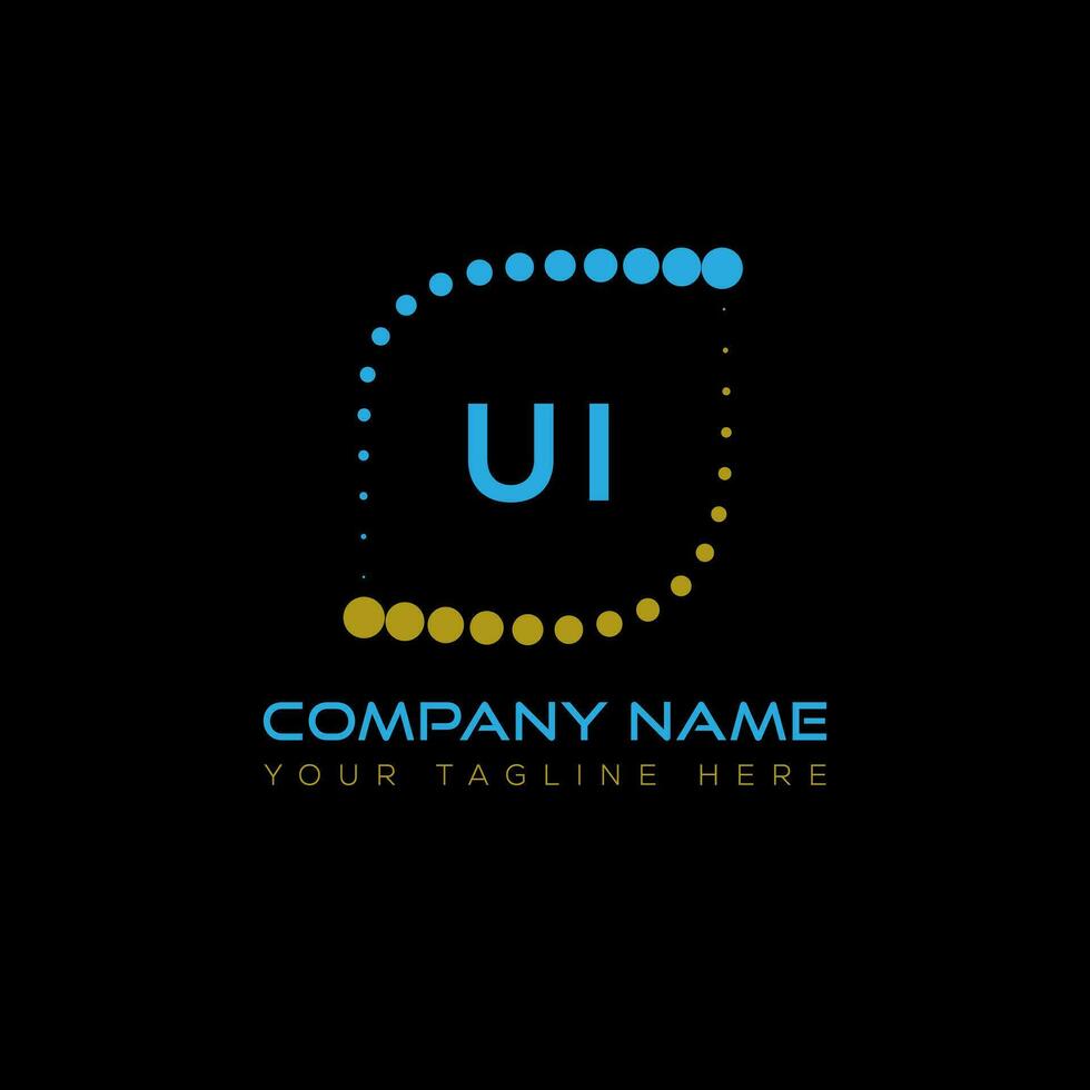 UI letter logo design on black background. UI creative initials letter ...
