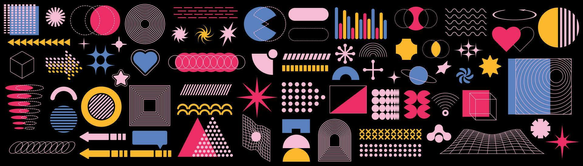 Big set of geometric shapes. Brutalistic abstract geometric shapes and ...