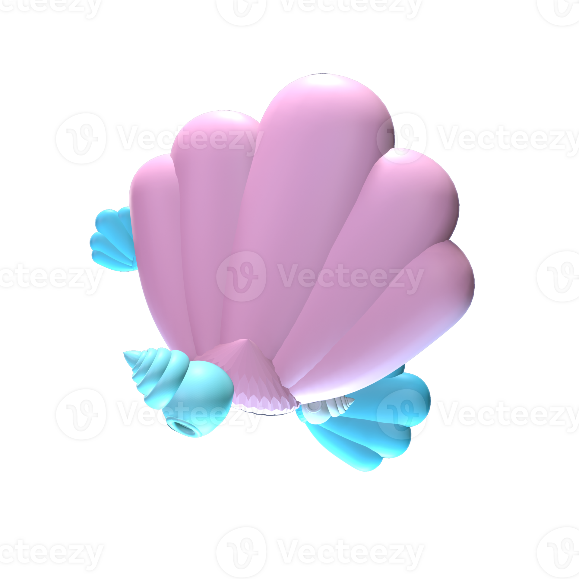 3D summer shell icon rendered isolated on the transparent background ...