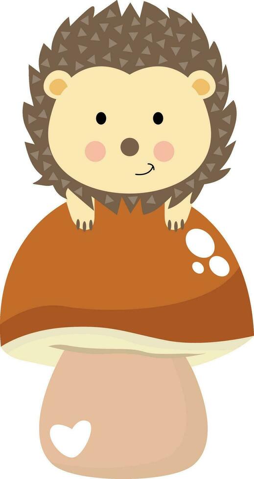 Friendly hedgehog on top of brown mushroom 25884398 Vector Art at Vecteezy