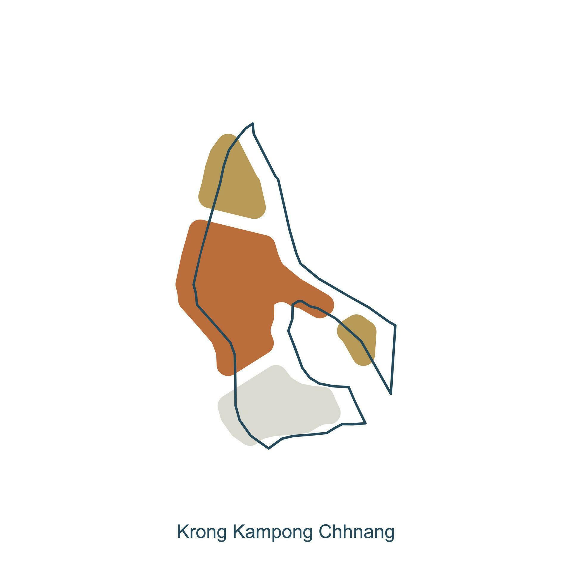 Map Of Krong Kampong Chhnang Modern With Outline Illustration Design