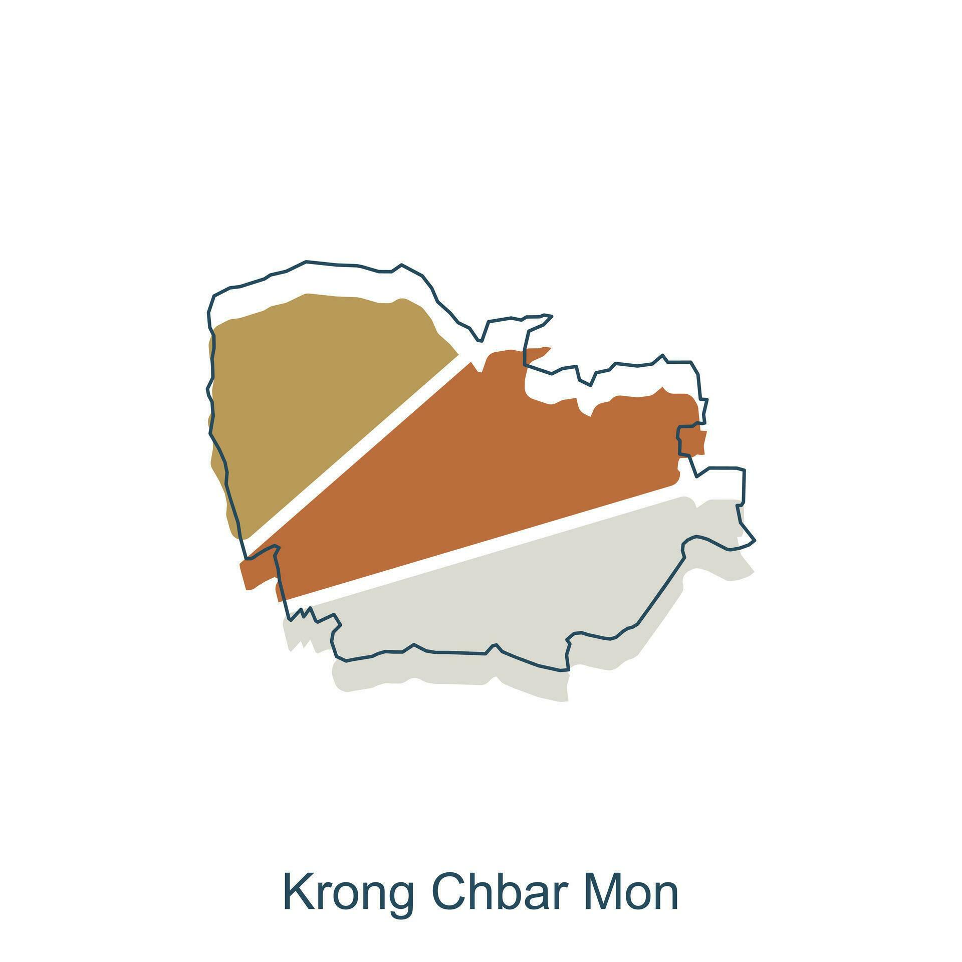 Map of Krong Chbar Mon modern with outline illustration design template, province isolated ...
