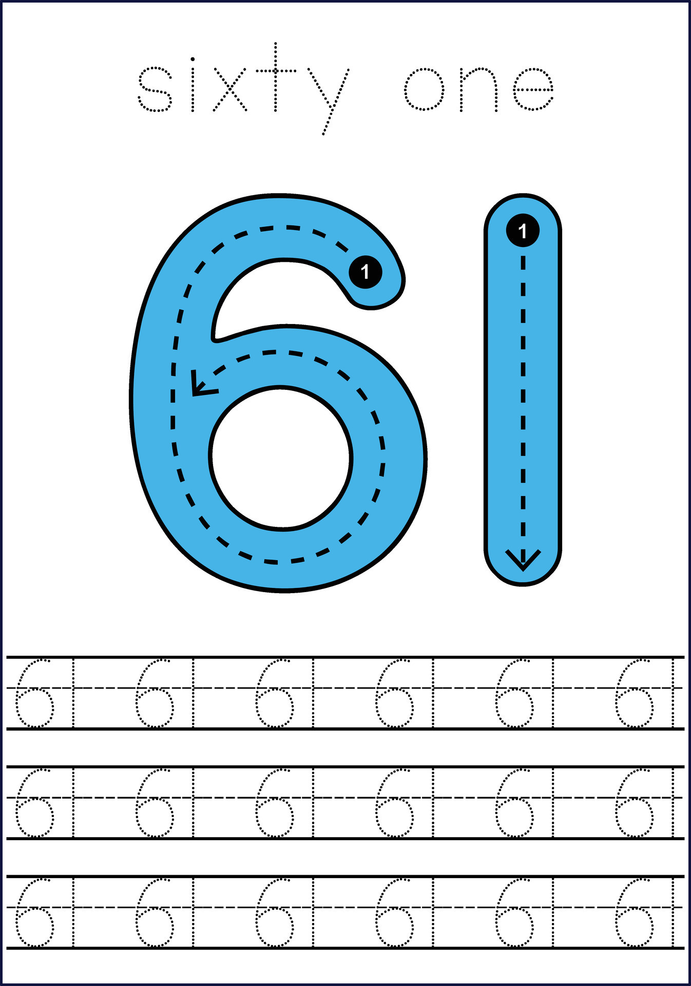 Vector numbers tracing worksheet for kids - tracing dashed lines and ...