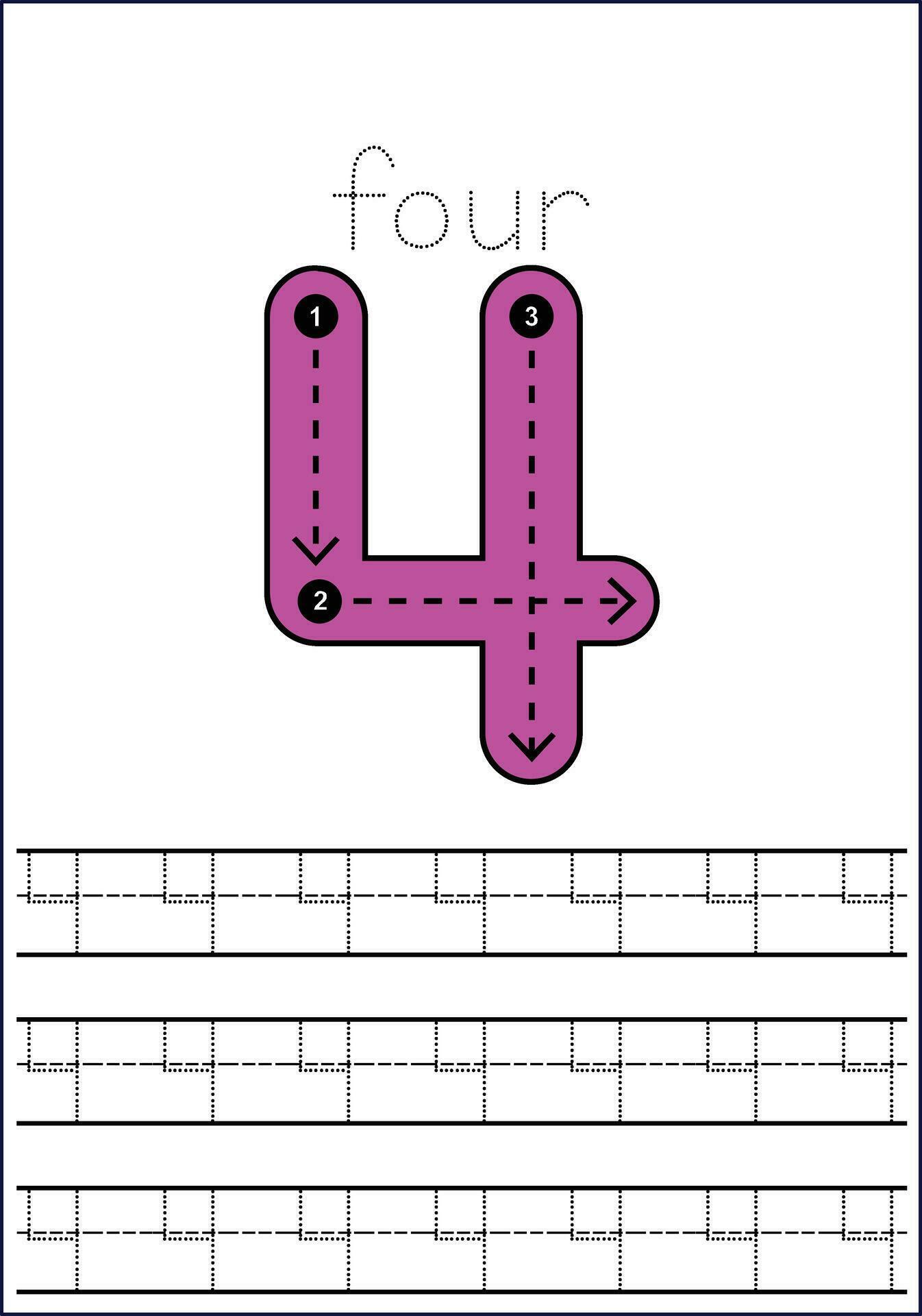 Vector numbers tracing worksheet for kids - tracing dashed lines and ...
