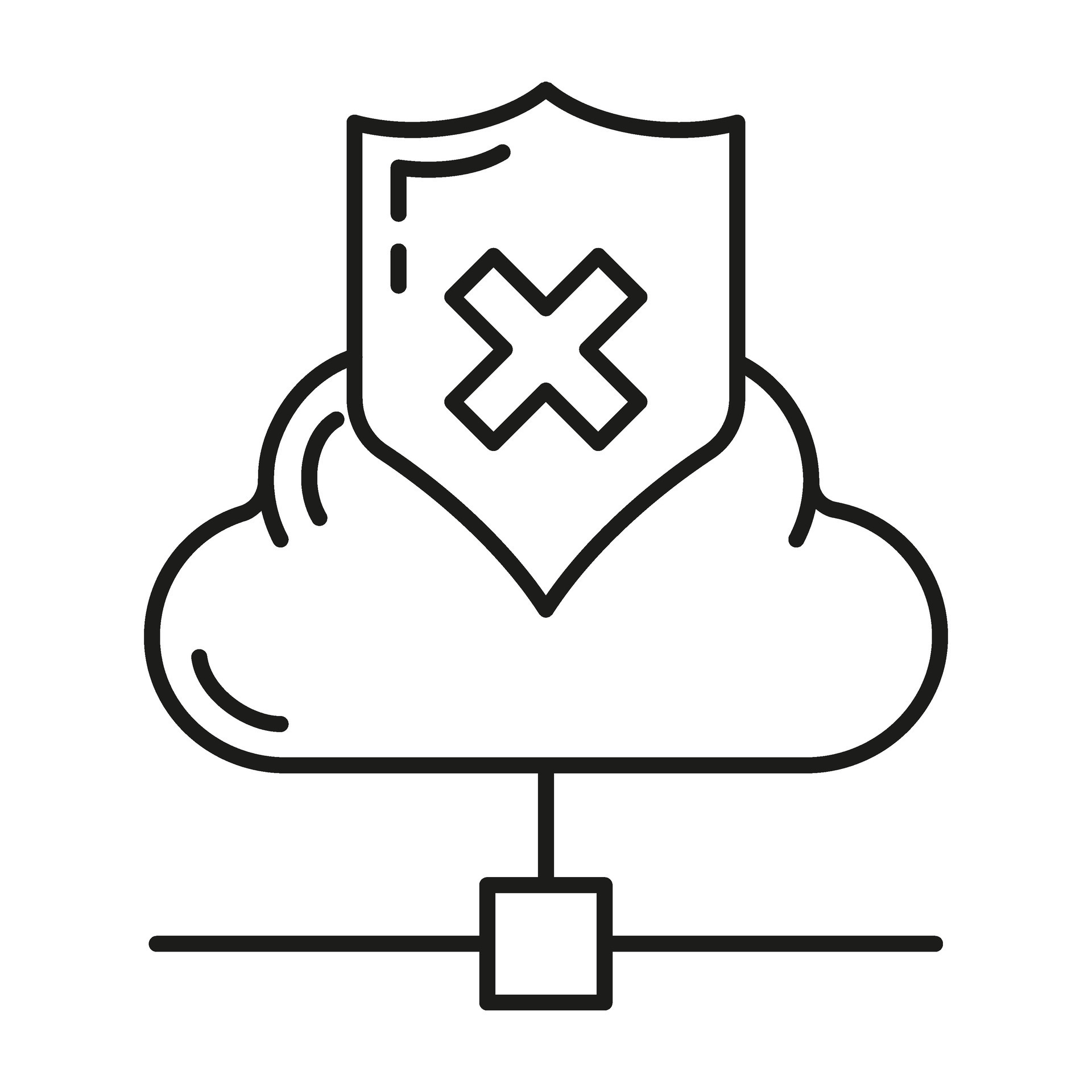 Data exchange cloud icon, protect remote info storage, database ...