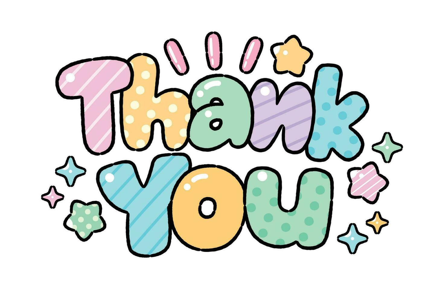 Cute Word Thank You Cartoon Style Vector Illustration 25894598