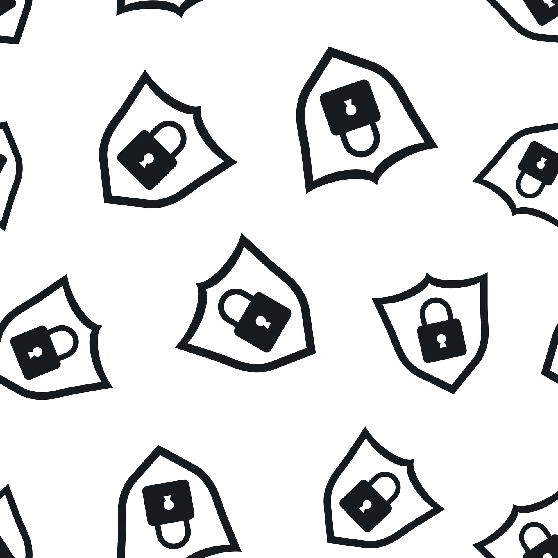 Lock With Shield Security Seamless Pattern Background Business Concept Vector Illustration