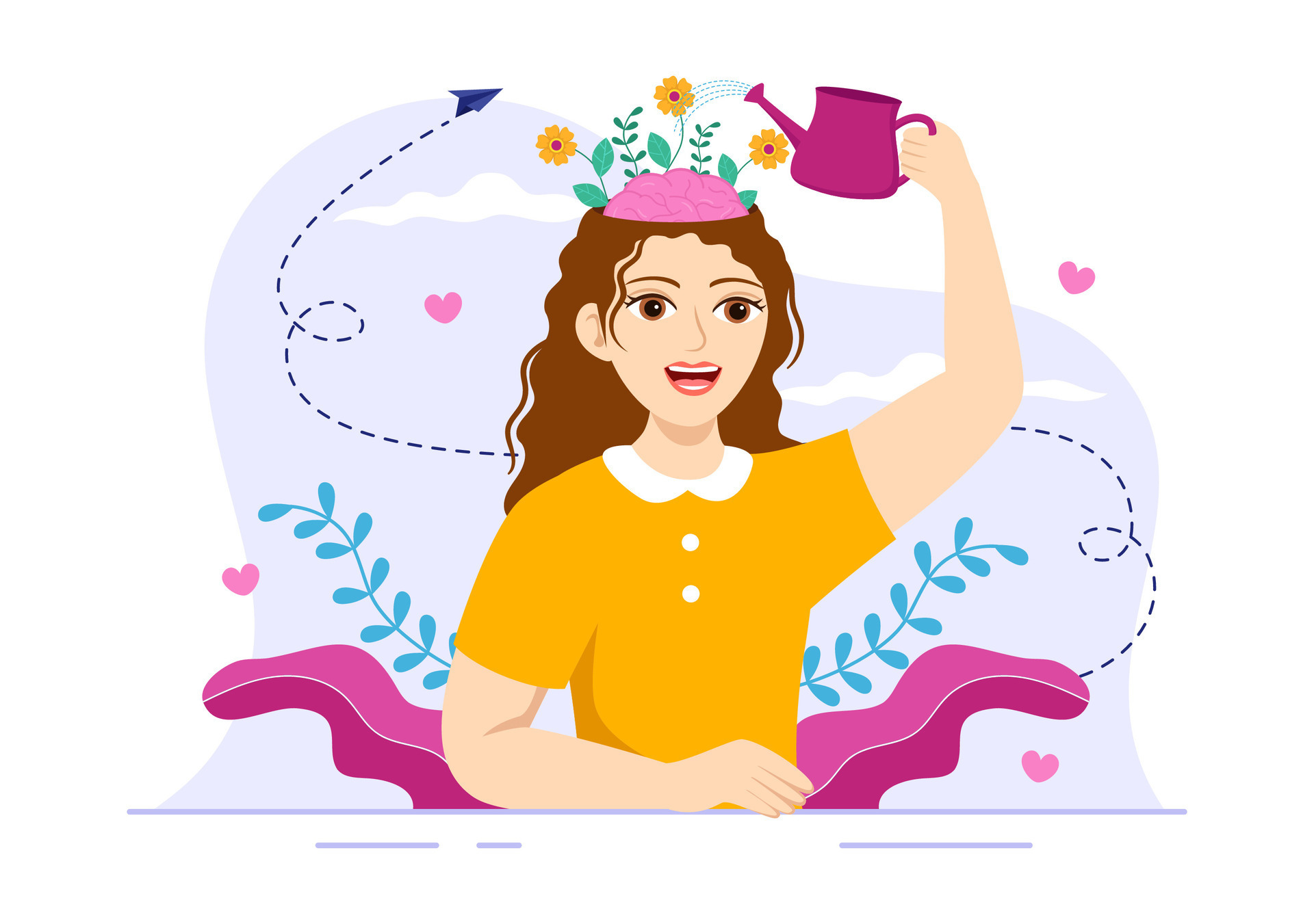 Positivos Pensamientos Vector Ilustración Con Pensando Positivo Como Un