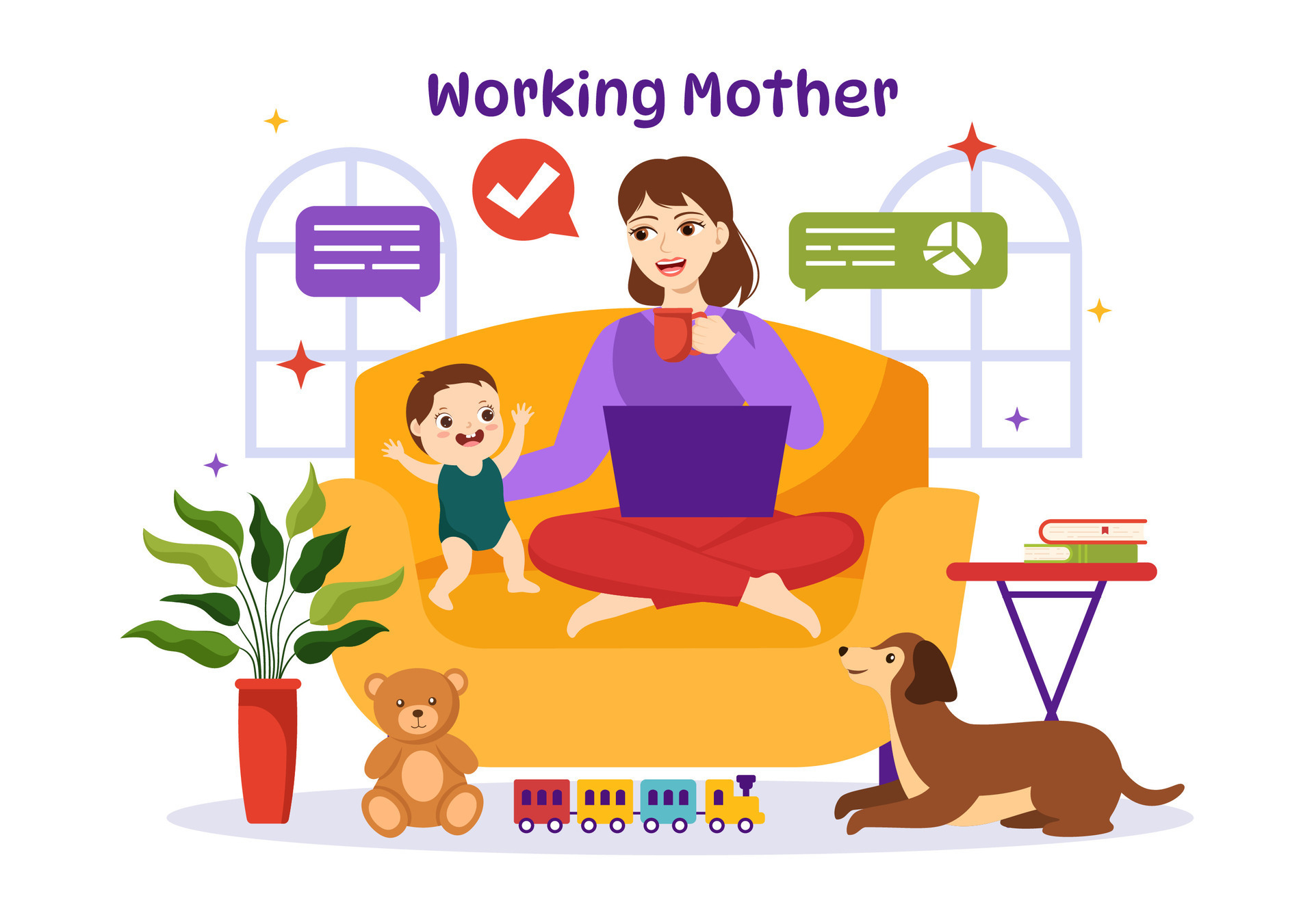 Mother Working Clipart