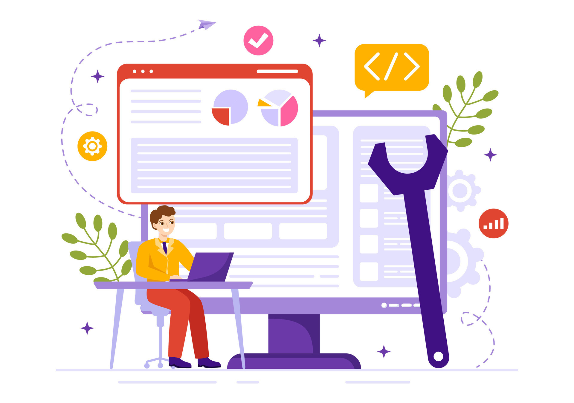 Software Testing Vector Illustration With Application Engineering Debugging Development Process